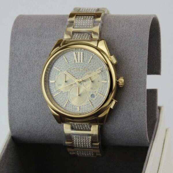 MICHAEL KORS 마이클코어스 Janelle Pave Glitz 골드 스테인레스 스틸 시계 MK7097 - 위핑