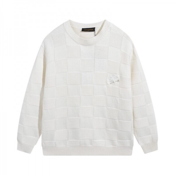 루이비통 louis vuitton 체크 라운드 스웨터 남여 공용 화이트 - 위핑