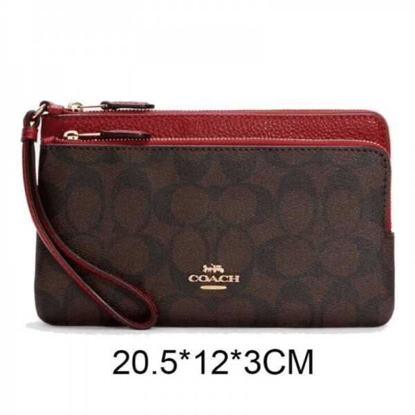 COACH 코치 손목지갑 C5576brown-red 더블 지퍼 IMAA8 - 위핑