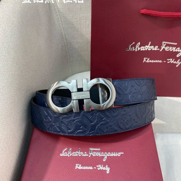 페라가모 Ferragamo 모던 캐주얼 로고 엠보 남성 벨트 폭: 3.5cm - 위핑