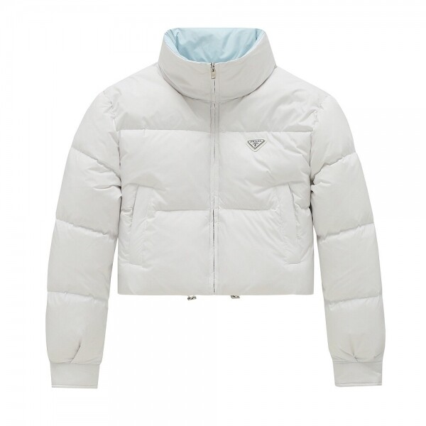 프라다 PRADA 삼각 로고 쇼트 하이넥 패딩 화이트 - 위핑