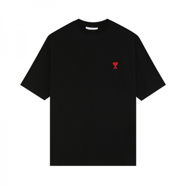 아미 AMI 사랑의 로고 자수 캐주얼 반팔 티 남녀공용 - 위핑