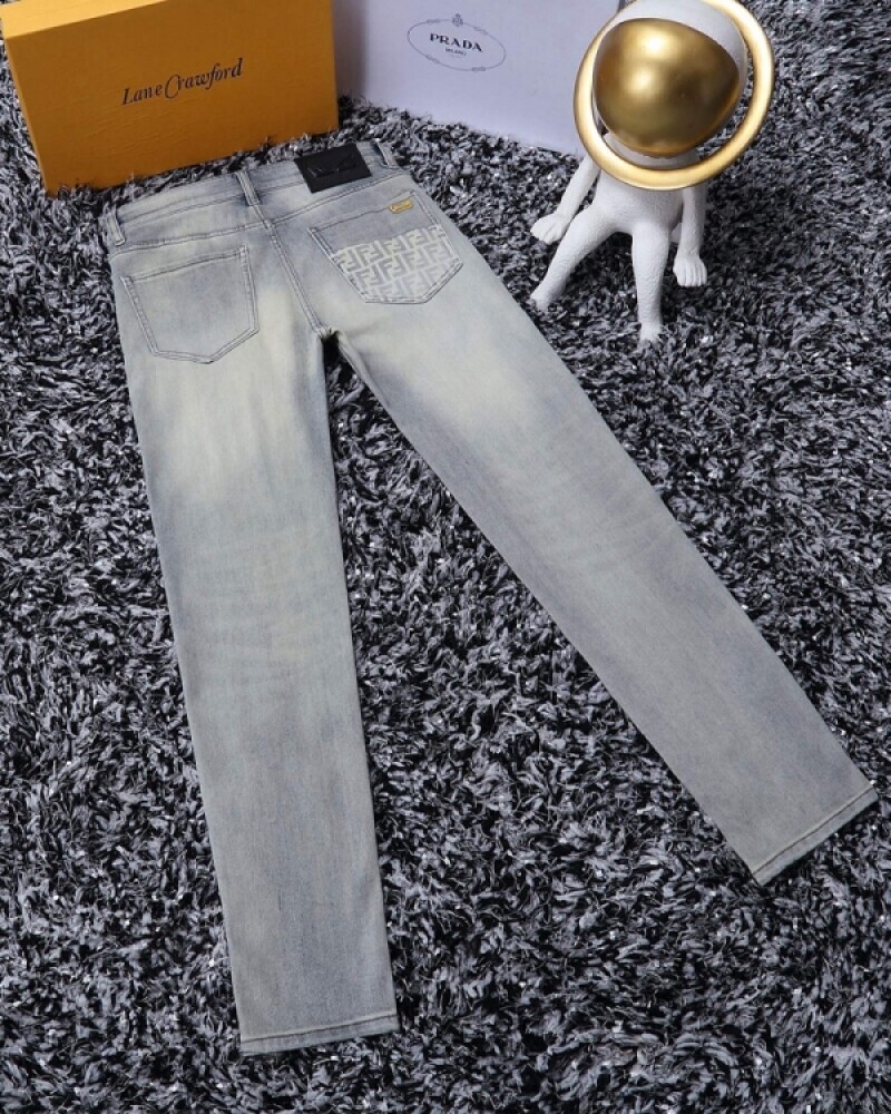 펜디 FENDI 자수 로고 스판 데님 팬츠 - 위핑