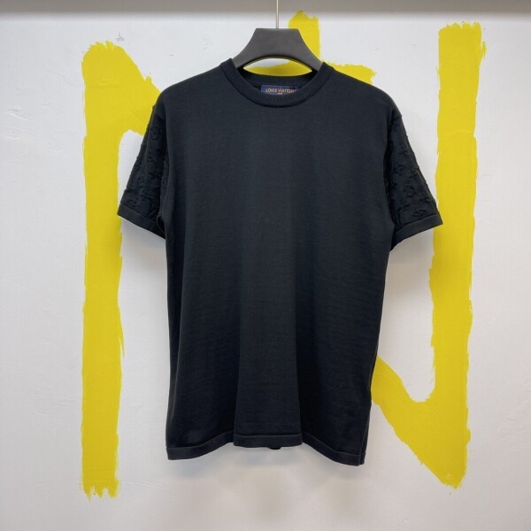 루이비통 louis vuitton 자카르 소매 니트 반팔 티 남여 공용 블랙 - 위핑