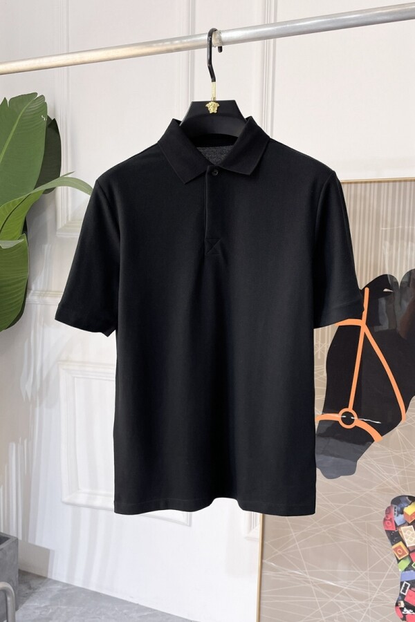 버버리 Burberry 여름 클래식 솔리드 컬러 POLO 셔츠 라펠 반팔 블랙 - 위핑