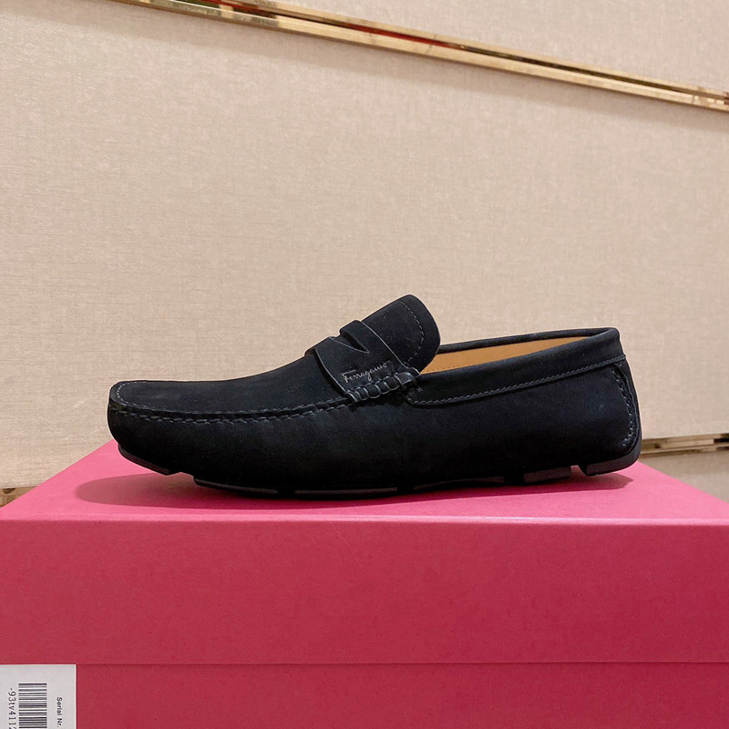 페라가모 Ferragamo 캐주얼 심플 비니 슈즈 패션 남성용 가죽 신발 블랙 - 위핑