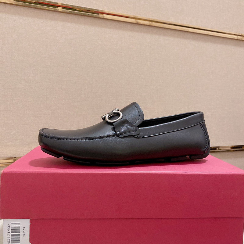 페라가모 Ferragamo 캐주얼 비니 신발 남성 패션 비즈니스 가죽 신발 블랙 - 위핑