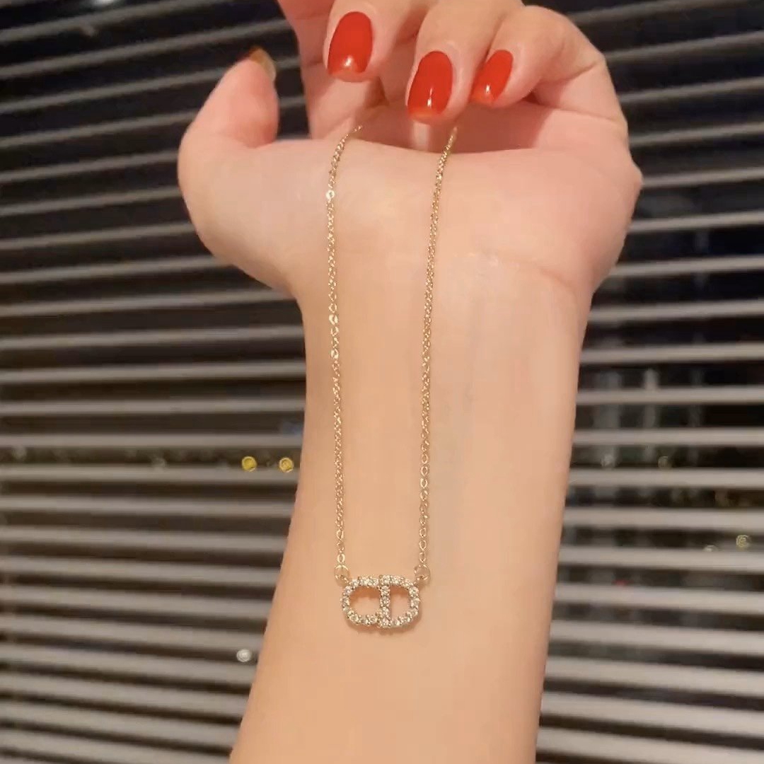 디올 Dior Cd 풀 다이아몬드 네크리스 위핑