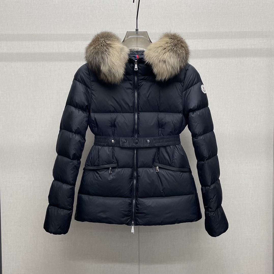 몽클레르 MONCLER 여성용 짧은 따뜻한 모피 칼라 다운 재킷 블랙 - 위핑